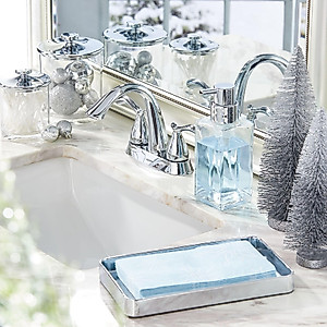 mDesign Modern Square Glass Refillable Foaming Hand Soap Dispenser Pump Bottle for Bathroom Vanities or Kitchen Sink, Countertops - Clear/Chrome