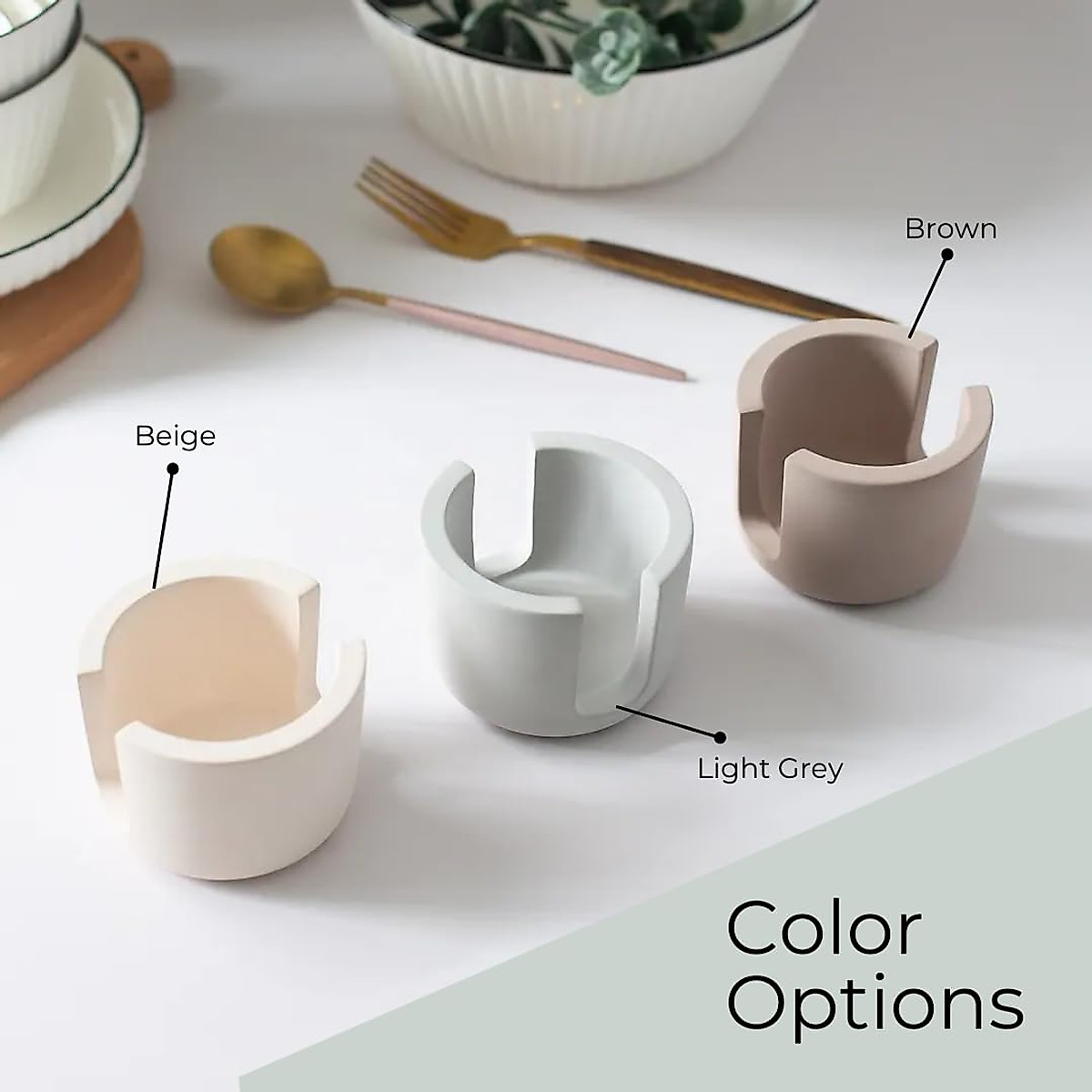 Selegna Diatomaceous Earth Sponge Holder - Drying Rack, Absorbent Stone Kitchen Sink Organizer, Beige (Small)