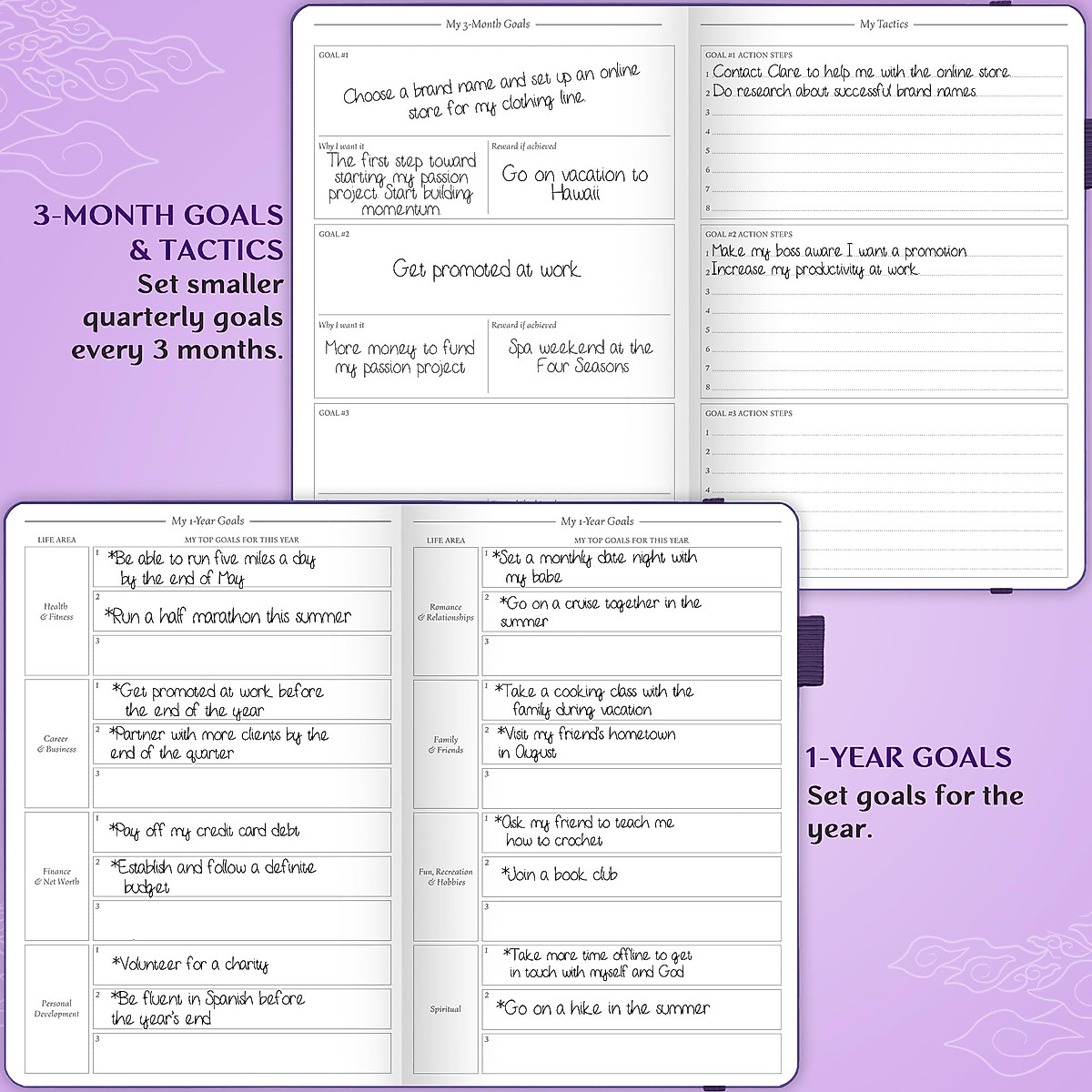 Legend Planner Hourly Schedule Edition – Deluxe Weekly & Daily Organizer with Time Slots. Time Management Appointment Book Journal for Work & Personal Life, Undated, A5 Hardcover – Purple, Debossed