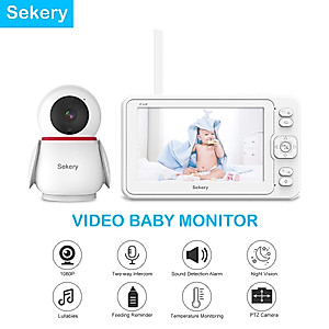 Sekery Video Baby Monitor, 1080P 5" HD Display Baby Monitor with Camera and Audio, Two-Way Audio,Temperature Monitor, Night Vision,Lullaby,VOX Mode,Recording&Playback