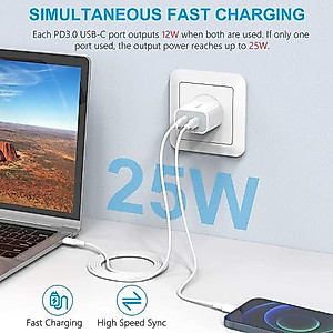 USB C Charger, Amoner 2Pack Type C Fast Charger, Dual Port 25W PD Fast USB C iPhone Wall Charger Compatible with iPhone 14/13/12/12 mini/12 Pro/12 Pro Max, iPhone 11/11 Pro/11 Pro Max, XR/XS/X/8