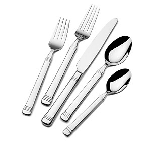 Fitz & Floyd Fitz and Floyd Everyday Bistro Band Silverware 20 piece service for four,Gray,5286220