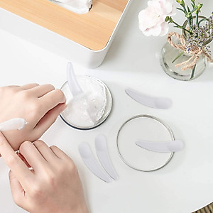 BTYMS 100 Pieces Disposable Mini Cosmetic Spatula Facial Mask Spatula Small Makeup Scoop Makeup Spatula for Mixing and Sampling (Multi-color)