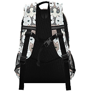 SLHKPNS Cute Cat School Backpack Adorable Kitten Pattern Laptop Lightweight Bookbags Casual Daypack for Students Teens Girls Boys, 11.6 X 6.9 X 16.7inch