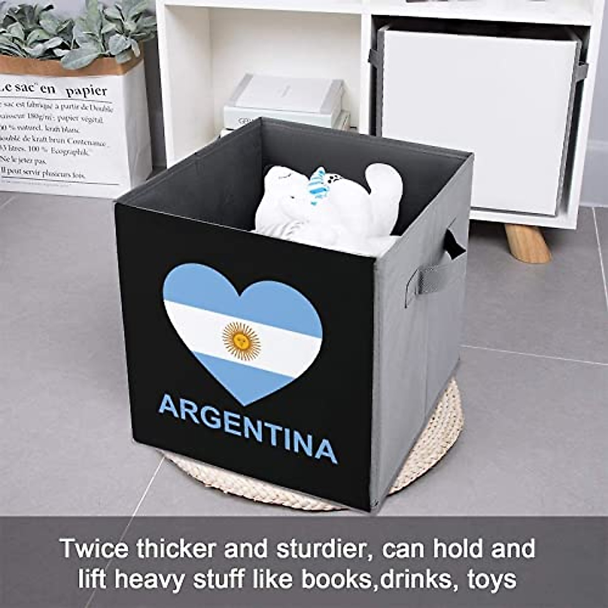 Love Argentina Collapsible Storage Bins Basics Folding Fabric Storage Cubes Organizer Boxes with Handles