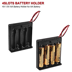 5pcs 4 AA Battery Holder with Cover and Switch, 4X 1.5V AA Battery Holder Case with Wires and ON/Off Switch, 6V AA Battery Holder with Switch