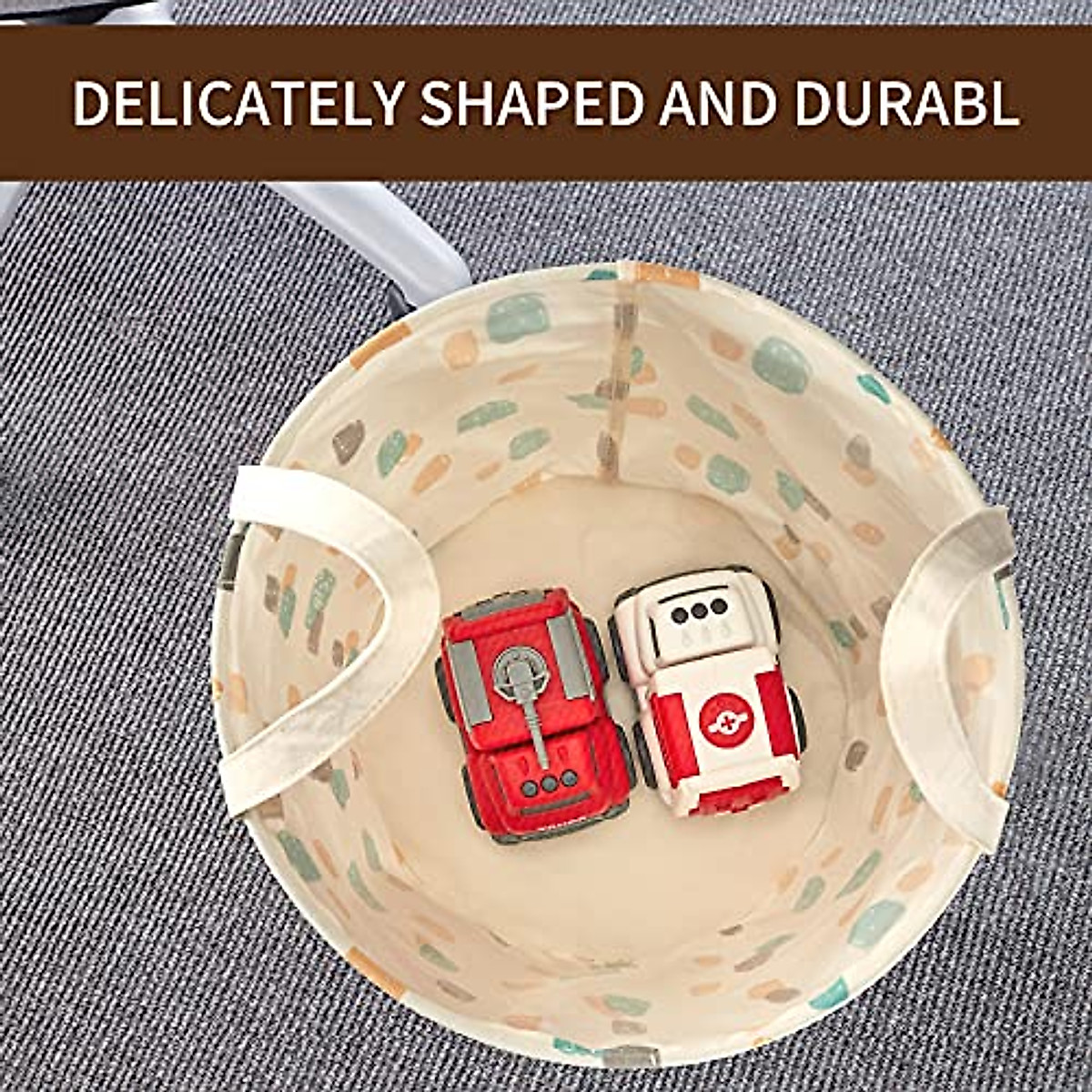 Collapsable Canvas Fabric Laundry Baskets,Clothes Hamper for Kids Bedrooms,Dirty Laundry Basket with Easy Carry Handles for Clothes Toys Collection,17.3(H)X13.8(D)