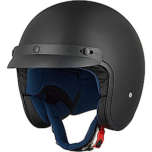 ILM 3/4 Open Face Motorcycle Helmets, Retro Vintage Moped Helmet for Men Women, Scooter ATV Cruiser Bobber Helmet, DOT Approved Model-207 (Matte Black, L)