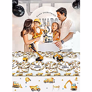 Heboland Construction Birthday Party Supplies Plates and Napkins Set for 25 Guests, Construction Theme Party Decorations for Boys Kids