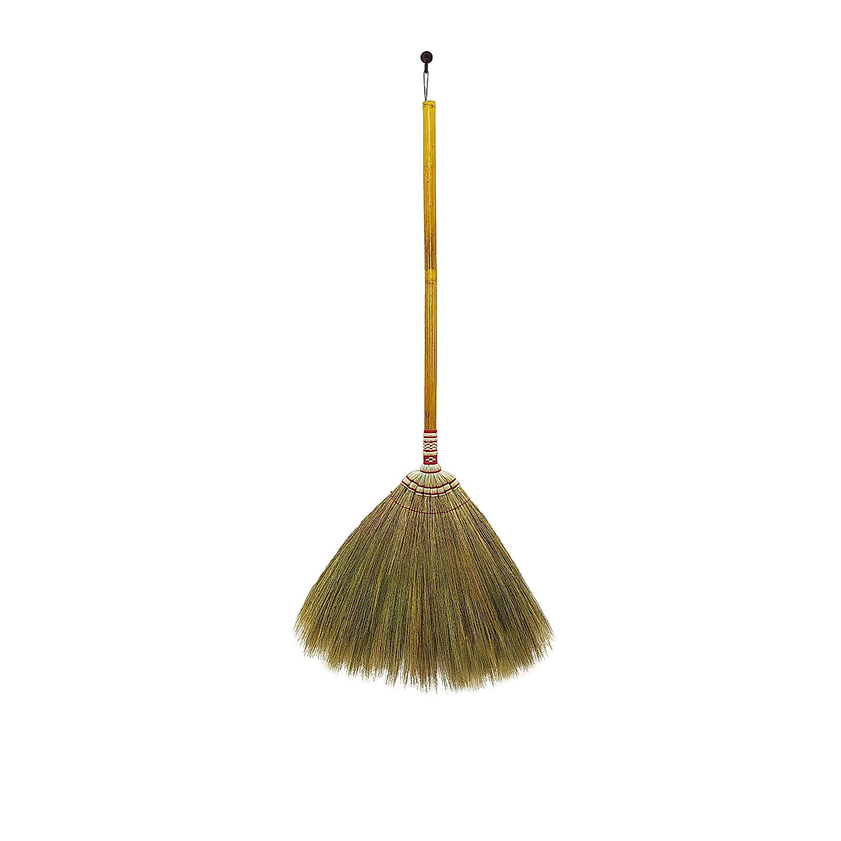 Indoor Grass Broom 40 Inch with Bamboo Handled Brooms for Floor Cleaning, Smooth & Hard Floor - Sweeping Tool Unique Handmade Craft Broom Design for Home, Kitchen, Office, Courtyard, Tiled Floor