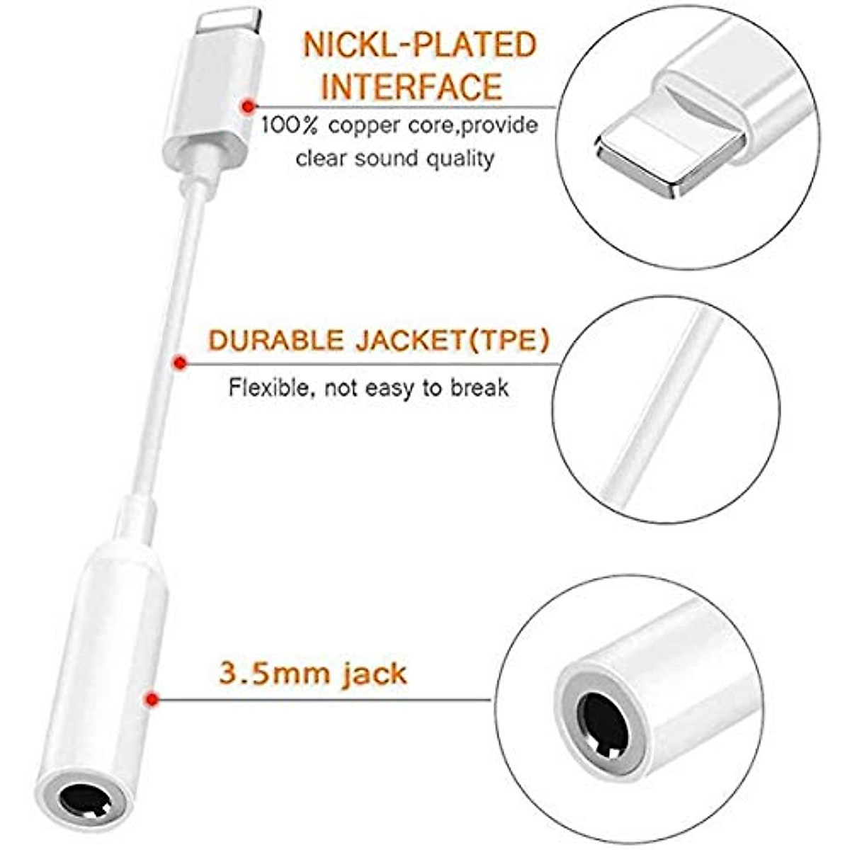 Lightning to 3.5 mm Headphone Jack Adapter,MFi Certified 2 Pack iPhone 3.5mm Jack Aux Dongle Cable Earphones Headphones Converter Compatible with iPhone 13/13 Pro/12 Pro/11/11 Pro/X XR XS 8 7 SE