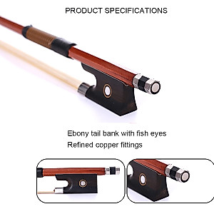 AMZZ Violin Bow 4/4 Size - Octagonal Stick, Ebony Frog, and Horse Hair for Exceptional Sound Quality - Ideal for Intermediate to Advanced Violinists (4/4 Full Size)