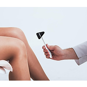 EMI Taylor Tomahawk Percussion Medical Reflex Hammer 7 1/2" with Chrome Plated Handle, Stainless Steel Construction - Precision Reflex Testing Tool for Medical Professionals - Black