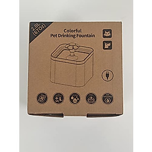 AONBOY Cat Water Fountain, Ultra Silent Cat Fountain 67oz/2L, with LED Light, Activated Carbon Filter, Pet Water Fountain for Cats and Small Dogs