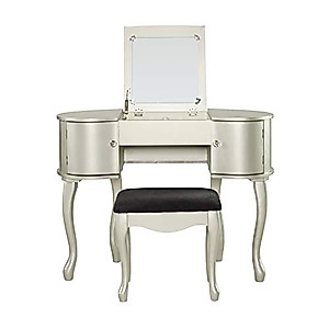 Linon Paloma Vanity Set, 30" x 40.5" x 19.25", Silver