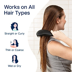 Crave Naturals Glide Thru Detangling Brush, Detangler Brush for Curly, Straight, Wet and Dry Hair for Adults and Kids, Hair Brush and Comb, Hair Accessories for Women, Black