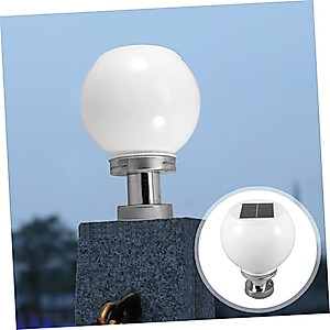 SOLUSTRE Round Ball Waterproof Solar Outdoor Column Lamp Villa Fence LED Post Light Courtyard Garden Lawn Street Lights External Landscape Patio Pillar Lighting Fixture