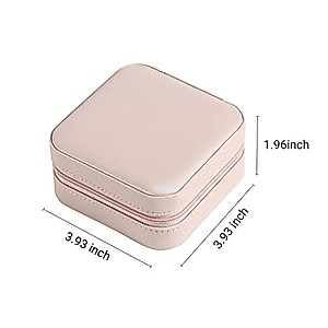 CASEGRACE Travel Jewelry Case, Small Jewelry Box Portable Jewelry Travel Organizer Display Storage Case for Rings Earring Necklace Bracelet, Gift for Women Girls, Pink