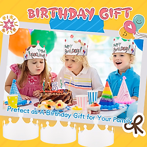 Jetec 50 Pcs White Paper Crowns Kids DIY Birthday Crowns for Classroom Birthday Party Hats Decorations Baby Shower Supplies (Cute)