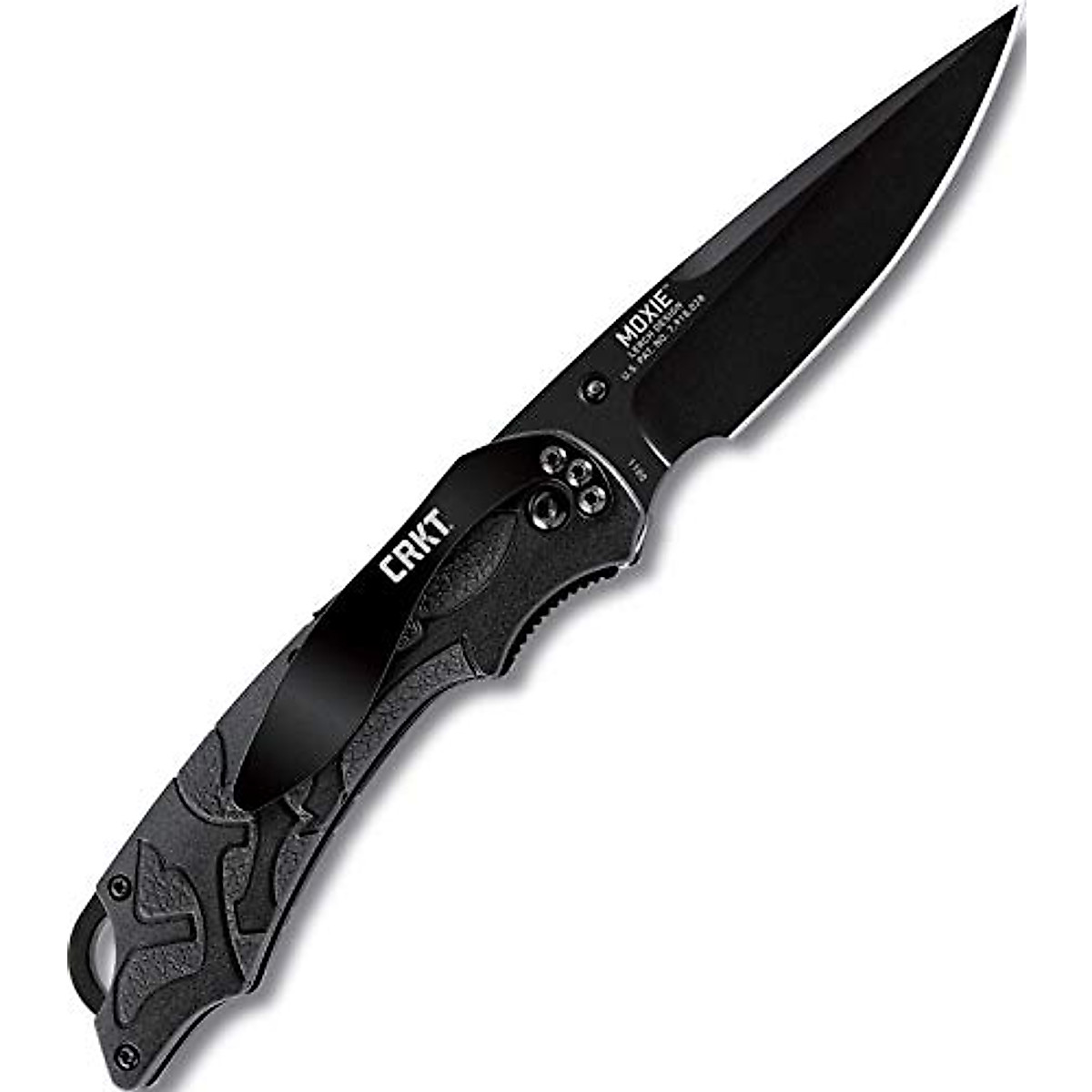 CRKT Moxie EDC Folding Pocket Knife: Assisted Opening Everyday Carry, Black Blade, Thumb Stud, Liner Lock, Textured Non Slip Handle, Pocket Clip 1100
