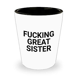 Best Sister Fucking Great Sister Shot Glass Unique Ceramic Funnyand Sarcasm 1.4 Oz Birthday Stocking Stuffer
