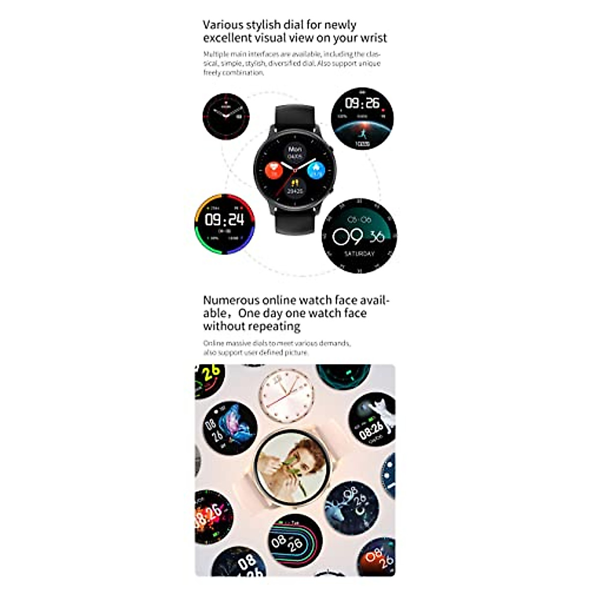 Holiday Smart Watches Women Men (Answer/Make Calls), 1.7” Fitness Tracker Watch with Heart Rate/Sleep Monitor/Pedometer, IP68 Waterproof Watch for Android iOS Phones (us-36black)