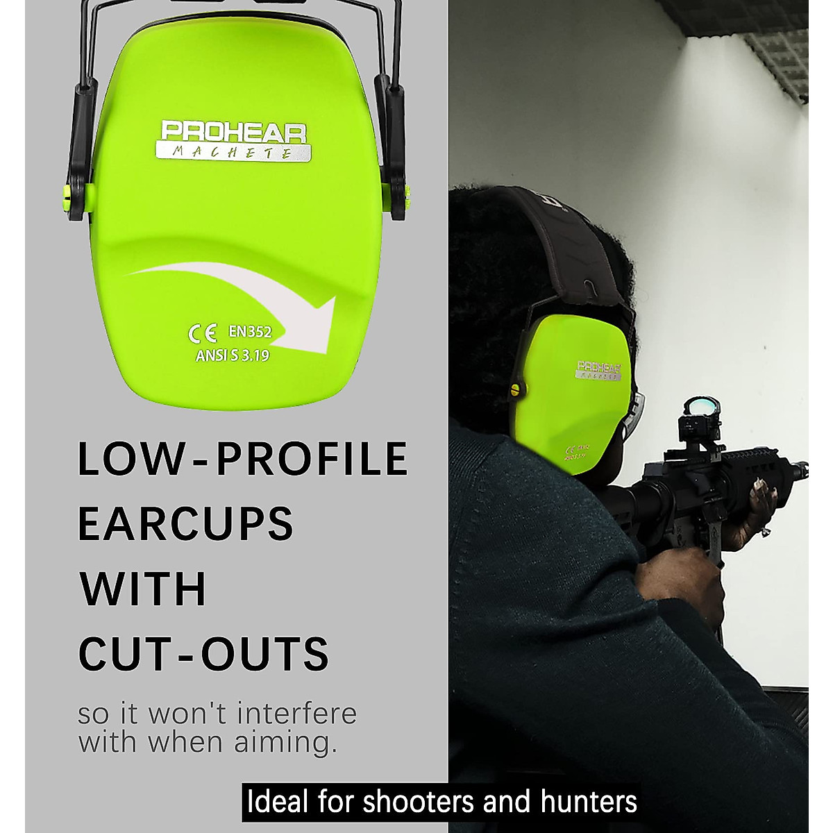 PROHEAR 016 Shooting Ear Protection Earmuffs 2 Pack, NRR 26dB for Gun Range, Hunting - Fruit Green and Orange