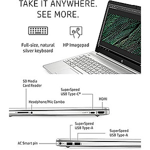HP Pavilion 15 Laptop, 15.6" FHD IPS Anti-Glare Display, 11th Gen Intel Core i5-1135G7, Intel Iris Xe Graphics, 16 GB RAM, 256 GB PCIe SSD, Long Battery Life, Fingerprint Reader, Silver, Windows 11