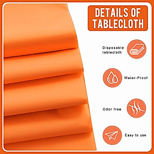 Eleclassi Orange 6 Pack Premium Round Disposable Plastic Tablecloth - 84 Inch Round Plastic Table Cloths for Parties Disposable Tablecloth - Round Plastic Tablecloth - Orange Round Tablecloth