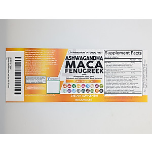 Clean Nutraceuticals Ashwagandha Maca Root Fenugreek Supplement with Tongkat Ali Ginseng - Assists with Stress, Mood & Thyroid - Ashwagandha Capsules Fenugreek Caps - 1 Pack