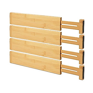 Bellsal Large Drawer Divider Bamboo (3.15 Tall 16.75-21.85 Long) Deep Kitchen Drawer Organizer for Clothes Dresser Bedroom Office Set of 4