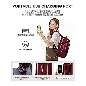 LOVEVOOK Laptop Backpack for Women, Slim Business Laptops Bag with Separate Computer Compartment Stylish Daypack for College Work Travel, Fits 15.6" Laptop