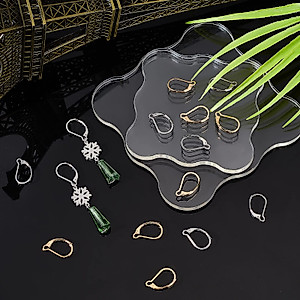 Beebeecraft 100Pcs Real 24K Gold Plated Leverback Earwires French Earring Hooks Silver and Gold 16.5x10mm Interchangeable Dangle Ear Wire Findings Stainless Steel for Jewelry Making