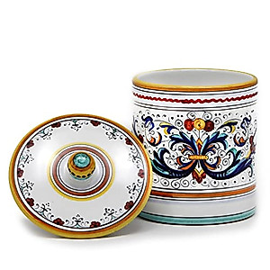RICCO DERUTA DELUXE: Canister Medium [RI016M] - Authentic hand painted in Deruta, Italy. Original design. Shipped from the USA with Certificate of Authenticity.