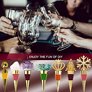 Blank Wine Bottle Stoppers 10 Pieces Colorful Sealing Ring Metal Bottle Stopper with Threaded Post Reusable DIY Handmade Project for Wedding Wine Party Wood Turning (Gold,8 x 1.25 Thread Size)