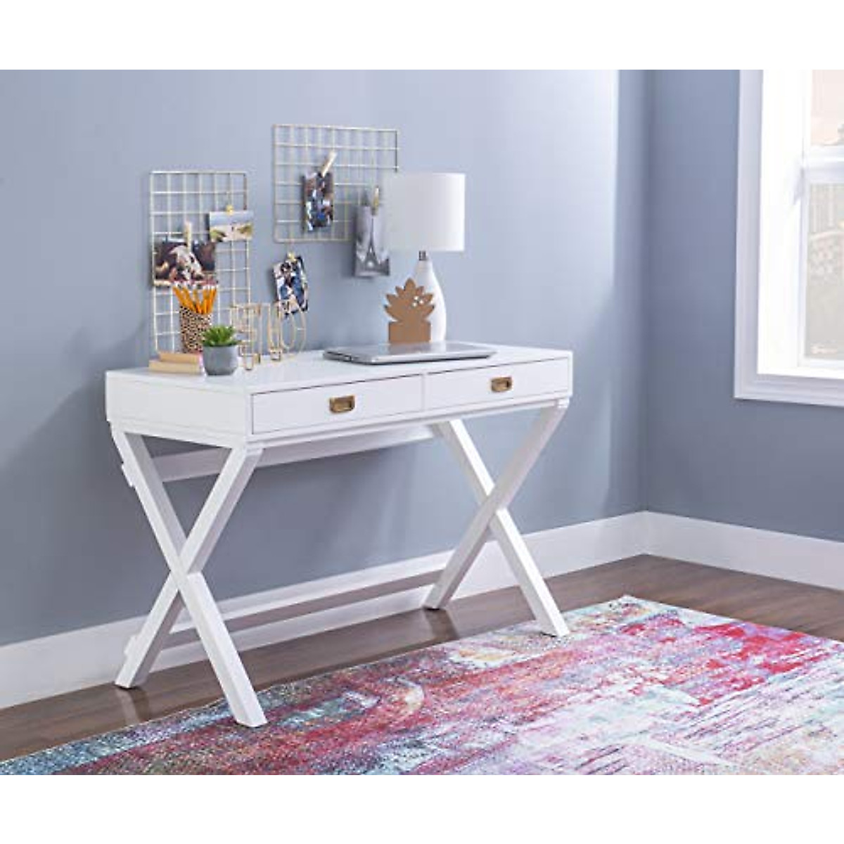 Linon Desk, White, 44"W x 20"D x 30"H