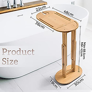 PETIARKIT Foldable Bathtub Tray, Bamboo Bathtub Tray Table with Wine Glass and Phone Holder, Height Adjustable, Waterproof Bath Caddy Tray for Luxury Bath, Home Organizer for Sofa, Bed, Table.