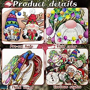 JOPHMO 24 Pieces Christmas Gnome Wooden Ornaments Wood Hanging Decorations for Christmas Tree Santa Clause Elf Hanging Wood Crafts Holiday Decor Xmas Party Supplies (Xmas-Gnomes-B)