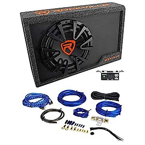 Rockville RWS12CA Slim 1200 Watt 12" Powered Car Subwoofer Enclosure + Wire Kit