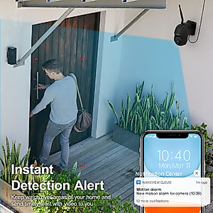 wansview Outdoor Security Camera, 1080P Pan-Tilt 360° Surveillance Waterproof WiFi Cameras, Night Vision, Two-Way Audio, Motion Detection, Remote Access, Compatible with Alexa W9 (Black)