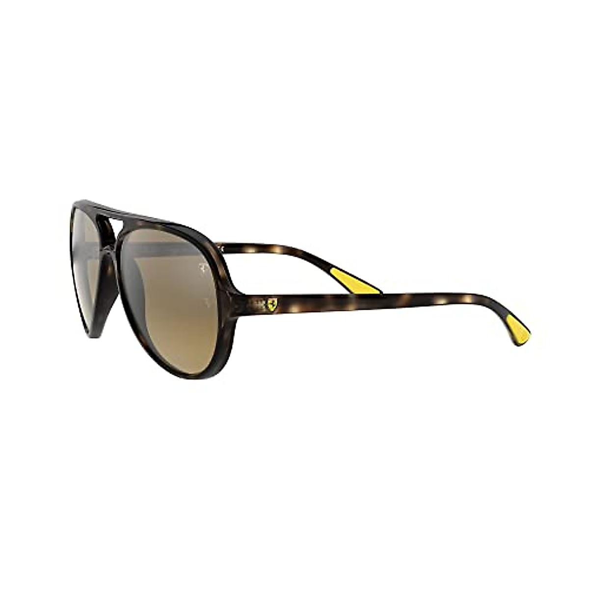Ray-Ban RB4125M Scuderia Ferrari Collection Aviator Sunglasses, Havana/Brown Mirrored Gradient Grey, 57 mm