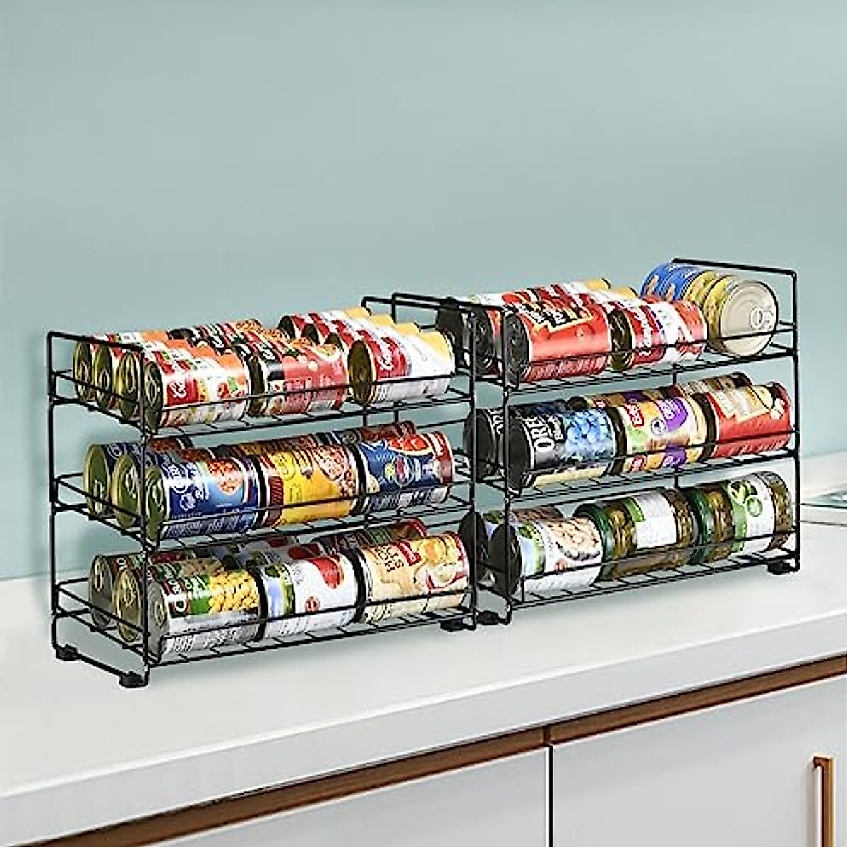SUFAUY Can Rack Organizer, Can Storage Dispenser Holds up to 72 Cans for Kitchen Cabinet or Pantry, Black