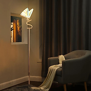 O'NEELDY Gold Butterfly, Decorative Goose Neck Design, 12W LED Standing Tall Lamp for Living Room, 4000K Warm White Energy-Saving Modern Floor Lamp for Bedroom Office, Acrylic