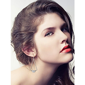 13 Pairs Metal Drop Dangle Earrings Set Curved Threader Dangle Earrings Double Twist Wave Long Bar Arrow Leaf Earrings (Silver)