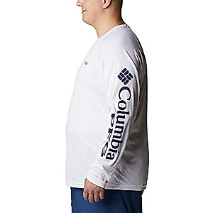 Columbia Men's Terminal Tackle Long Sleeve Fishing Shirt, White/Nightshade Logo, Medium