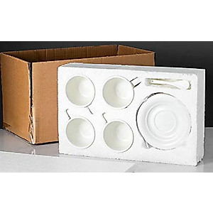 XUFENG 8oz Cappuccino Cups Set of 4 with Saucer White Porcelain for Latte, Mocha,Tea Espresso Cafe with Porcelain Spoon