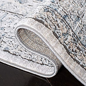 SAFAVIEH Oregon Collection 8' x 10' Light Blue/Ivory ORE877M Oriental Distressed Non-Shedding Living Room Bedroom Dining Home Office Area Rug