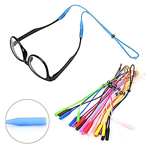 Hifot Adjustable Eyeglasses Strap Eyewear Retainer 12 Pack with Glasses Cleaning Cloth,Silicone Sunglasses Holder Strap,Eyeglasses Retainer