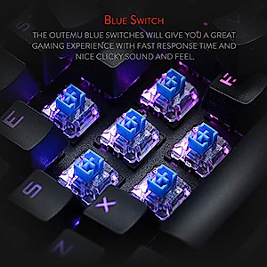 Redragon K580 VATA RGB LED Backlit Mechanical Gaming Keyboard with Macro Keys & Dedicated Media Controls, Onboard Macro Recording (Blue Switches)
