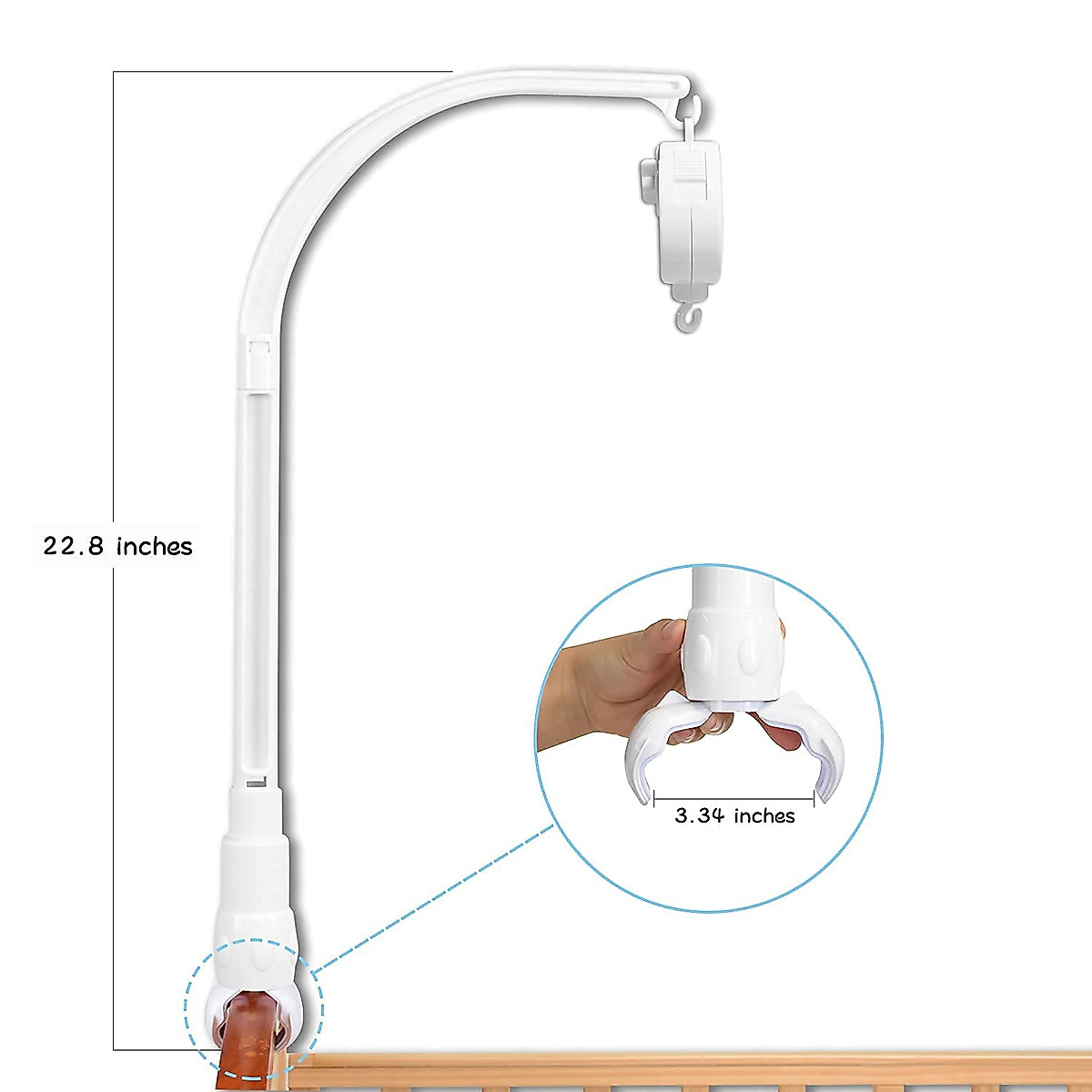 Baby Mobile arm with Music Mobile Motor,23 Inch Baby Mobile Holder for Crib,Musical Mobile arm for Crib